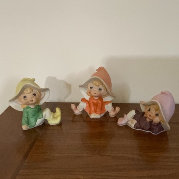 Homco | Accents | Vintage Homco Pixie Figurines Set Of 3 Porcelain ...